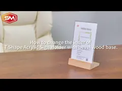 How to change the inner of T Shape Acrylic Sign Holder with bevel wood base