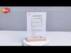 Acrylic Sign Holder with Flat Beech Wood Base