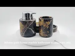 Athens Gold Flower Marble Accessori da bagno con parti in cromo
