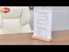 How to put change the inner page of Acrylic Sign Holder with Flat Beech Wood Base