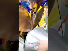 Welding stainless kettle with the seam welder