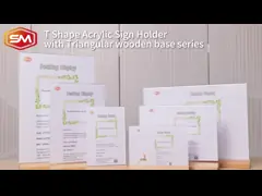 T Shape Acrylic Sign Holder with Triangular wooden base series