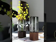 Glass Vase with Wooden Base Modern Centerpieces for Tables