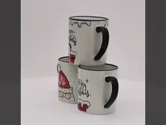 Travel White Christmas Ceramic Mug For Silk Print Handpaint Bulk Porcelain Christmas Dinnerware
