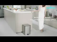 Home Kitchen Stainless Steel Pedal Square Bin 18L