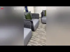 Restaurant Outdoor Light Luxury PE Rattan Sofa Set Patio Waterproof Metal Furniture