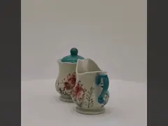 Christmas Kitchen Breakfast Porcelain Sugar And Creamer Set Container Ceramic With Lid And Holder