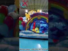 High Quality Fireproof Inflatable Slides Smile Emoji Inflatable Bounce House With Slide Castle