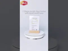 China Bevel Wood Base Acrylic Poster Holder Acrylic Document Holder Acrylic Signage Holders for sale