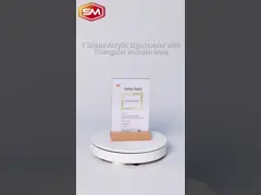 China T Shape Triangular Wooden Base Acrylic Block Photo Frame Acrylic Photo Holders Plexiglass Photo Frames for sale