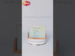 China Clear Perspex Plastic Photo Frames Acrylic Photo Frame with Wooden Wood Base Wall Mounted Acrylic Photo Frames for sale