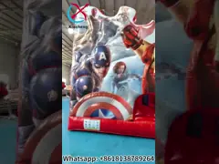 New Design Digital Printing Inflatable Bounce House With Slides Marvel Iron Man