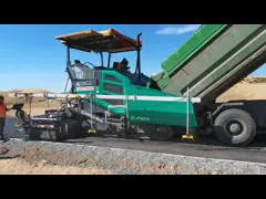 Siming Technology's non-contact ultrasonic balance beam is paired with a VOGELE asphalt paver for op