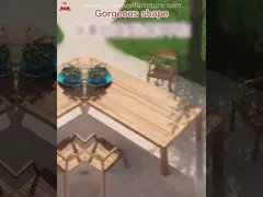 Nordic Modern Round And Rectangle Teak Table Outdoor Dining Table and Chair for 10 person