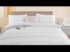 Seersucker Cotton Recycled Polyester Duvet Set Sustainable White Duvet Cover King