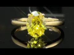 HPHT 1.59ct classic style oval yellow lab grown diamond ring 18k gold