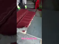 Custom Corrugated Roof Sheet Red Stone Coated Metal Tiles For Residential Industrial