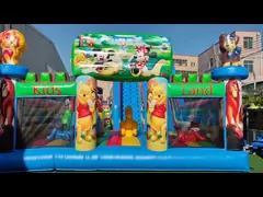 China Commercial pvc inflatable bouncy castle fun city jumping bounce house inflatable combo bouncer for sale