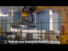 Robotic arm transports battery into box !