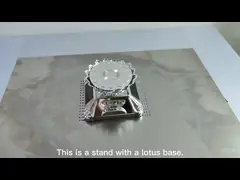 Espositore girevole personalizzato a energia solare Lotus, oro/argento, vetrina a 360 gradi
