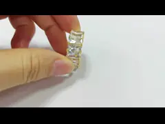 rectangle white full circle zircon wedding ring