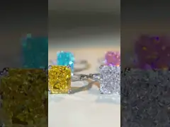 China Pagoda Cut Zirconia 925 Sterling Silver Rings Champagne Gold Plated 1 1.5 2 4 Carat for sale