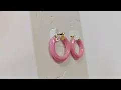 925 Customized Logo 18K Gold Plated Pink Enamel Huggie Earrings For Women'S Chic Look