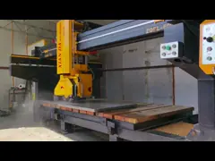 Integrated bridge cutting machine for slabs