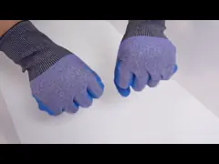 China Blue Latex Palm Work Gloves Cut Resistant ANSI A4 Cut Gloves For Construction Tasks for sale