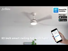 Ceiling Fan With Light 52 Inch OEM 3 Color Led Light DC Motor White 5 ABS Blades