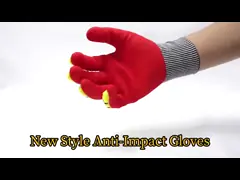 China 13 Gauge Red Sandy Nitrile Polyester Gloves Anti Slip TPR Impact Protection Gloves for sale