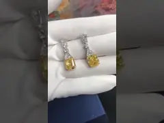 Yellow CZ Drop Earrings White Gold Plated 925 Cubic Zirconia Drop Earrings
