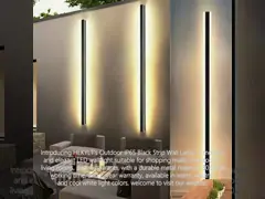 Outdoor IP65 black strip wall lamp waterproof aluminum acrylic garden lamp wall lamp