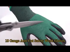 China ANSI A2 18 Gauge Cut Resistant Safety Gloves Textured Nitrile Coating Reinforced Thumb Saddle for sale