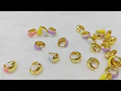 Custom Women Fine Jewelry 18K Gold Bold Dome Enamel Small Huggie Earrings