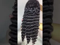 13*6 HD lace frontal deep wave natural black virgin human hair front lace wig