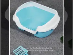 China Quicksand Semi-Enclosed Cat Litter Box 49×34×22.5cm with 850g Lightweight PET Construction for sale