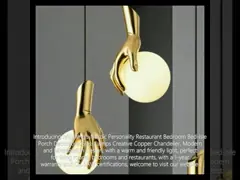 Nordic personality restaurant bedroom bed aisle porch decorative glass lamps creative copper chandelier