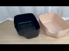 China Large 45.5×36.5cm Nonstick Bottom High-Sided Open Litter Box with Leather Handles for Big Cats for sale