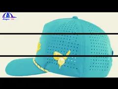 China 3D Embroidery Outdoor Baseball Caps With Woven Stripes On Fronts And Laser Holes At Back for sale