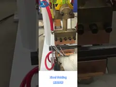 Welding metal bars with the row welding machine