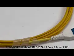 China LC Uniboot Zip Cod Singlemode G657.A1 BendInsensitive Duplex 2mm LSZH Low Loss 0.15dB Fiber Patch Cord for sale