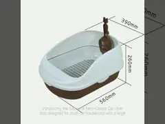 China Opening Modern Cat Litter Box Easy Clean Plastic Cat Box White Coffee for sale