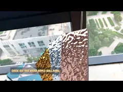 China PET 3D Water Ripple Wood Veneer 8mm High Density Bamboo Charcoal Wood Wall Panel for sale