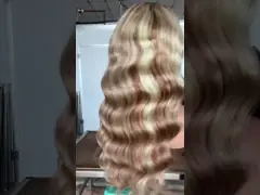 Piano 27/613 color body wave virgin human hair front lace wig