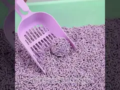 China ODM Lavender Scented Cat Litter 1.5mm-2.0mm Strip Type Made from Corn Starch & Pea for sale