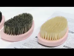 Pink Oval Wave Brush Wood Handle Boar Bristle With Engraved Logo