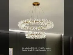 China Post-modern Nordic Simple Crystal Chandelier Light Luxury Living Room Bedroom Lighting Circular Creative Decorative Chandelier for sale