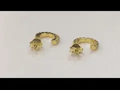 Handmade 18K Gold Plated Mini Cubic Zircon Small Open Hoop Earrings With Princess Cut