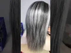 100% virgin human hair salt n pepper color straight 13*4 front lace wig